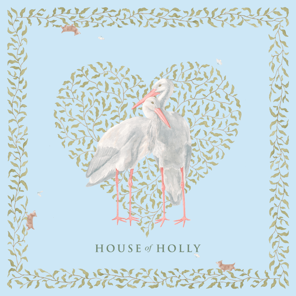 Soft Bamboo Swaddle (Blue Storks) | House of Holly